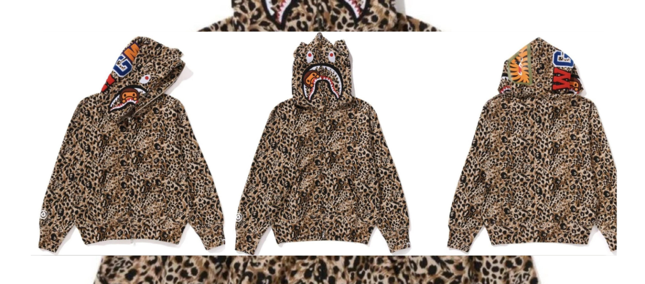 Wild Leopard Pattern Milo Shark Full Zip Cheetah Bape Hoodie